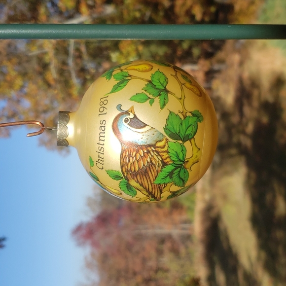 Vintage | Holiday | Vintage Gold Partridge In A Pear Tree Glass Ball ...
